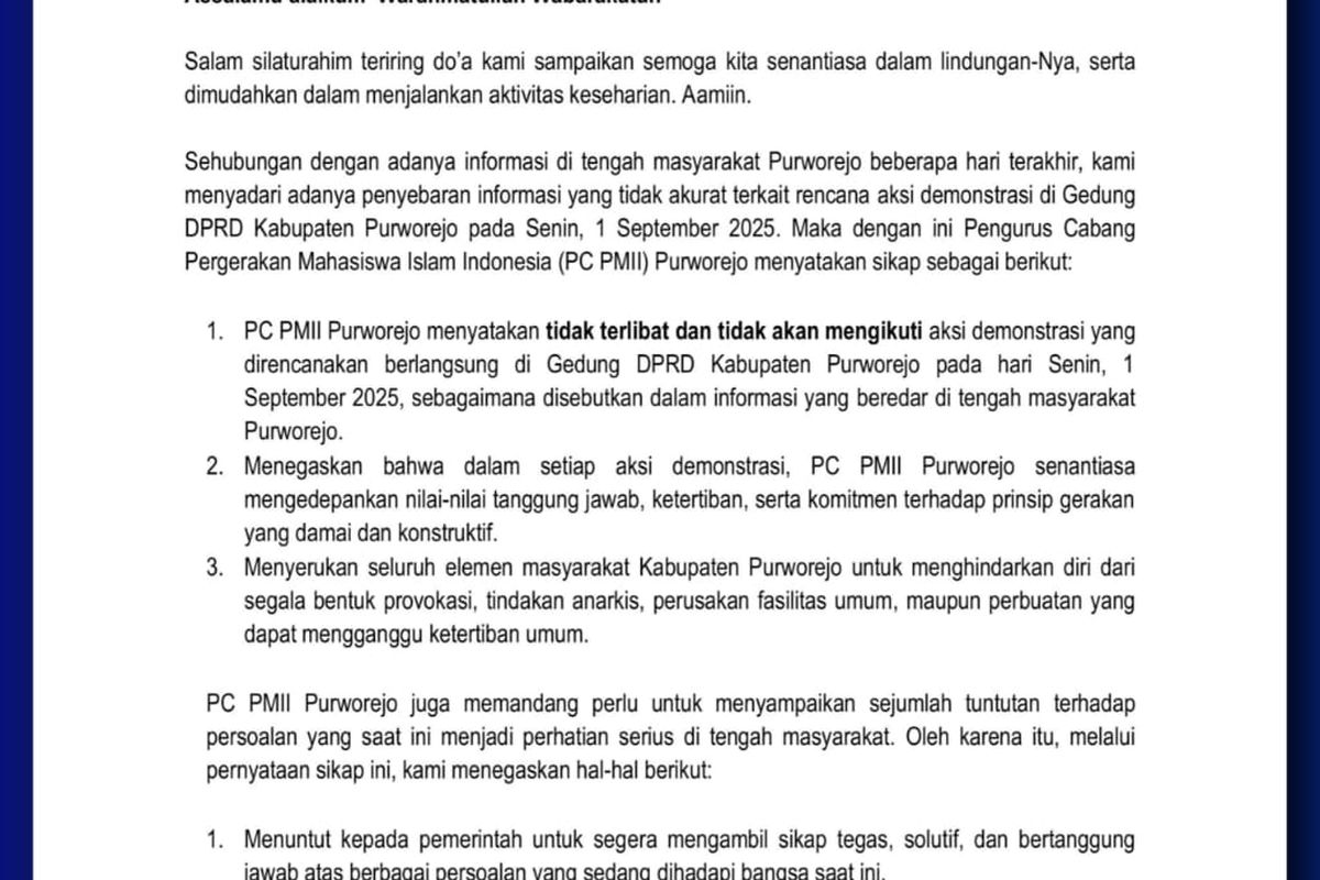 Banyak Pamflet Aksi Ilegal, PMII Purworejo Tunda Demo di DPRD Hari Ini