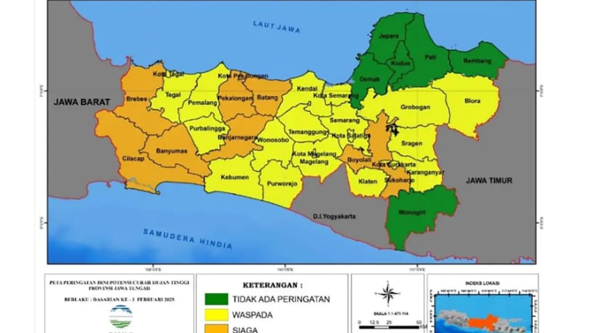 9 Wilayah di Jateng Berstatus Siaga Curah Hujan Tinggi pada 24-28 ...