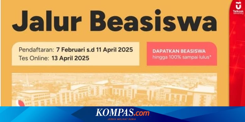 Jalur Beasiswa Telkom University 2025 Dibuka, Bisa Kuliah Gratis sampai Lulus