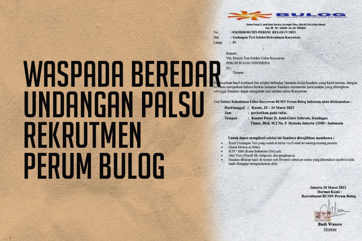 INFOGRAFIK: Waspada, Beredar Undangan Palsu Rekrutmen Pegawai Bulog