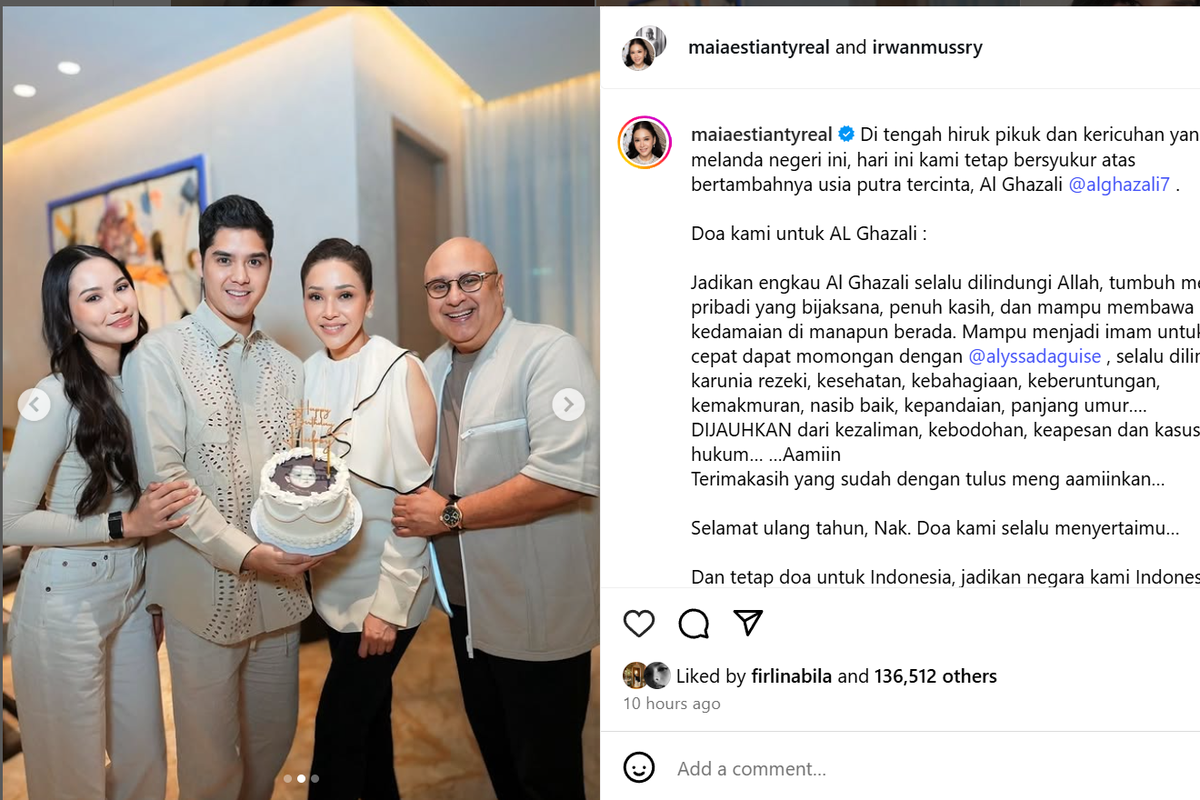 Al Ghazali Ulang Tahun, Maia Estianty: Semoga Cepat Dapat Momongan