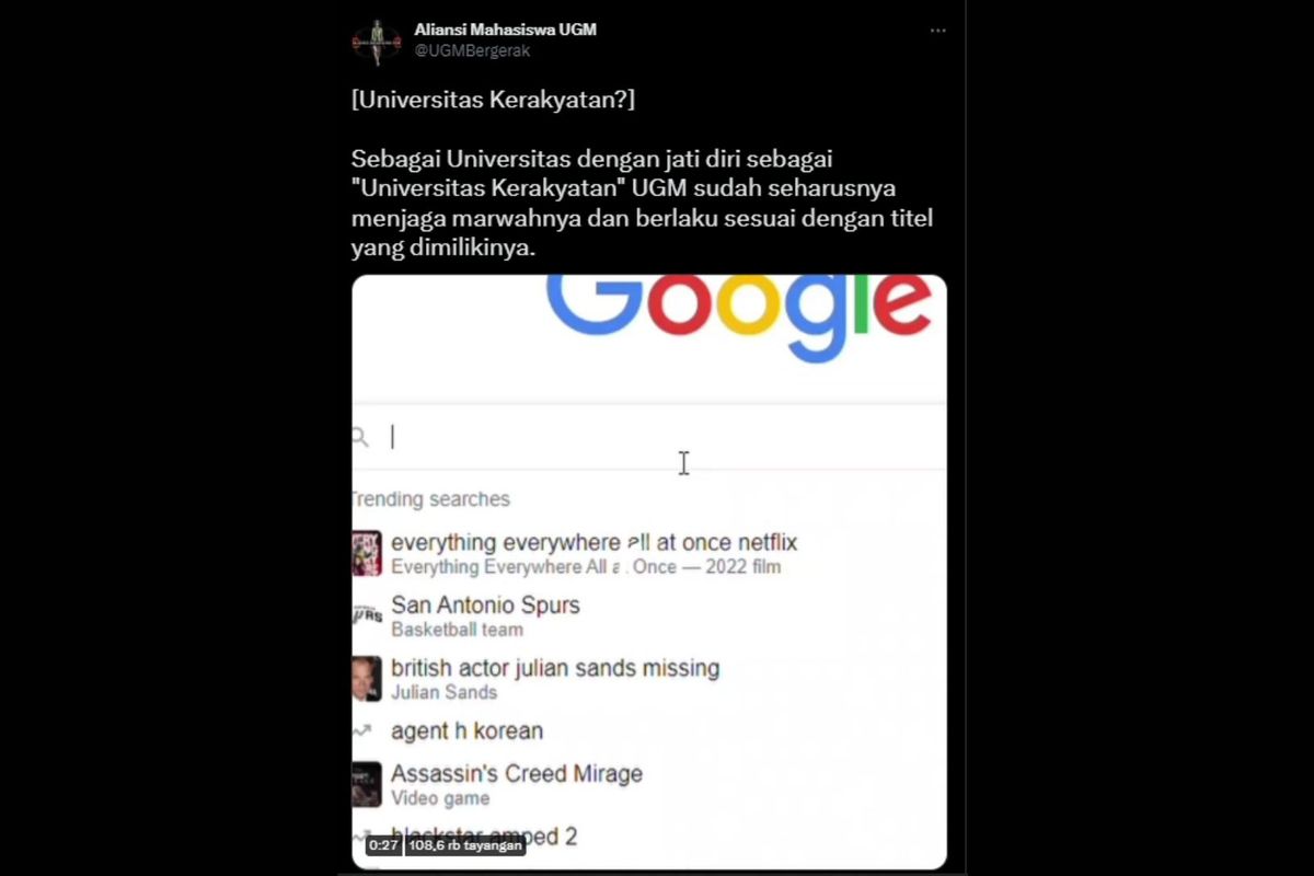 Tagar UGM #UniversitasGagalMerakyat Jadi Trending Topic, Apa yang Terjadi? Halaman all - Kompas.com