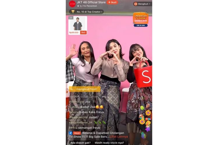 Perdana Pandu Sesi Live Streaming Shopee Live, Si Cantik Zee dan Freya JKT48 Sukses Bikin Heboh ...