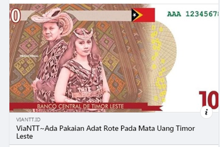 [HOAKS] Mata Uang Timor Leste Bergambar Pakaian Adat Rote
