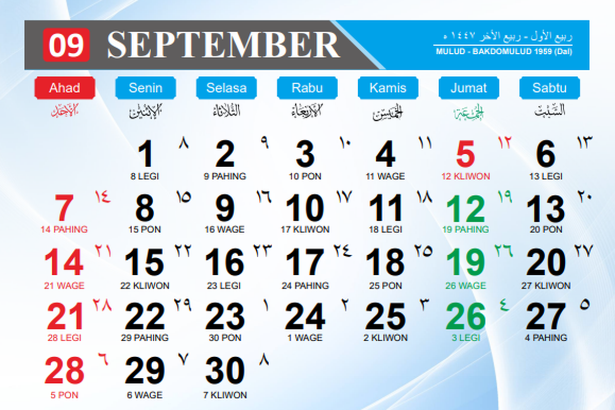 Kalender Jawa Hari Ini Kamis Wage, 4 September 2025