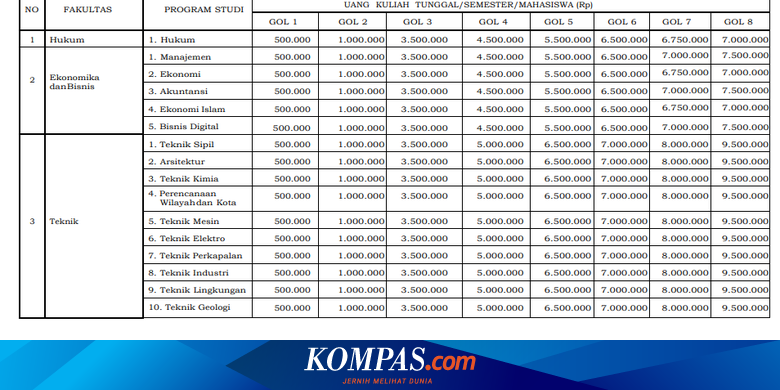 Biaya Kuliah Undip 2024/2025 Program Sarjana Jalur SNBP dan SNBT