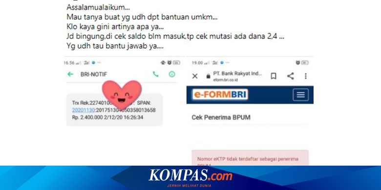 Penjelasan BRI soal Adanya Notif SMS Dana BLT UMKM tetapi Belum ...