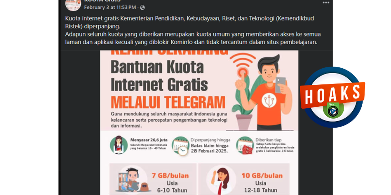 INFOGRAFIK: Hoaks Kuota Internet Gratis Mencatut Nama Kemendikbud Ristek