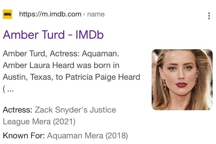 Foto : Nama Amber Heard Sempat Berubah Jadi Amber Turd di Situs IMDb