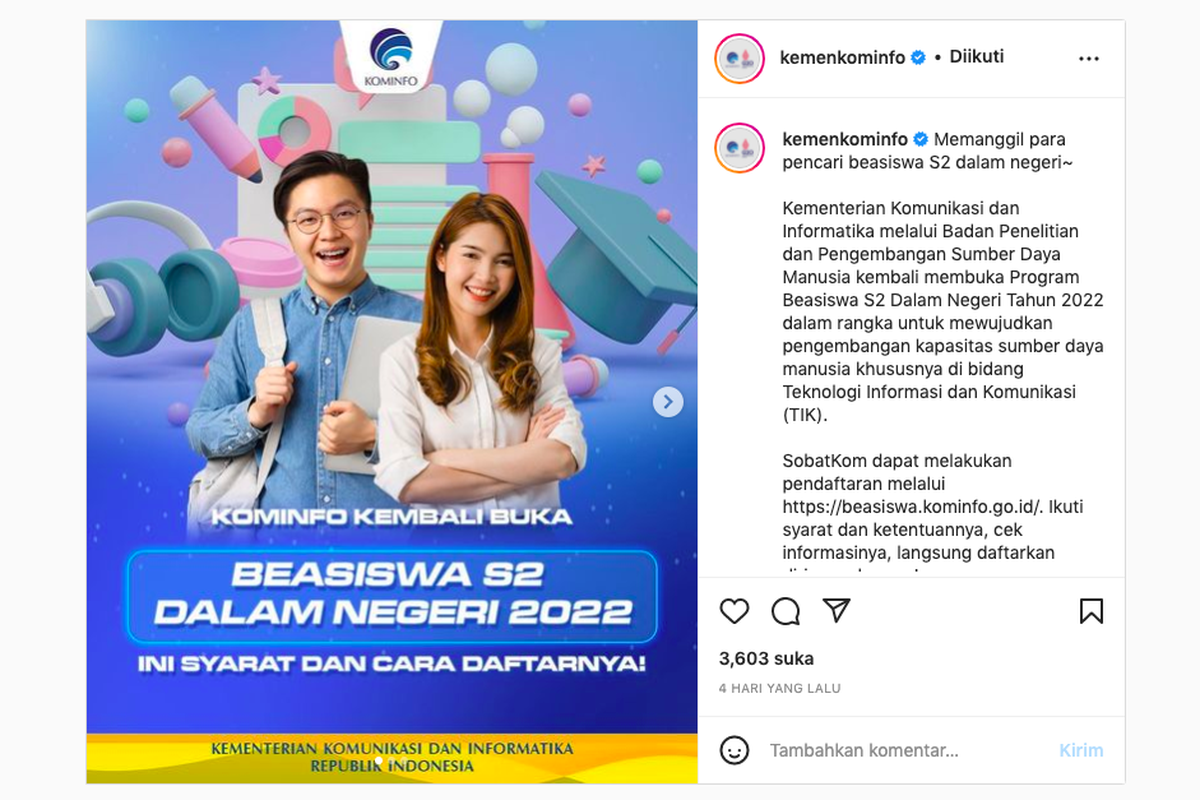 Kominfo Buka Beasiswa S2, Berikut Informasi Syarat dan Cara Daftarnya Halaman all - Kompas.com