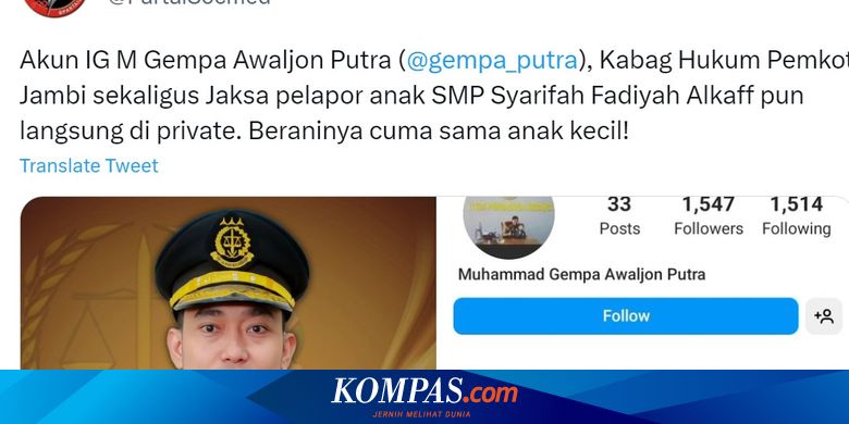 Laporkan Siswi SMP, Kabag Hukum Pemkot Jambi Gempa Alwajon Berstatus Jaksa