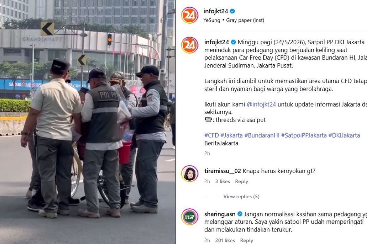 Viral Video Pedagang Es Krim CFD Ditertibkan Satpol PP, Warga Coba Membela