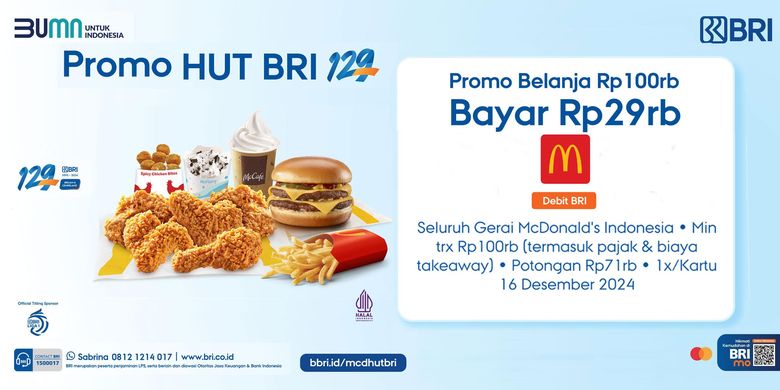 Foto : Promo BRI McD Hari Ini Diskon Rp 71.000 Khusus Nasabah BRI Halaman 1