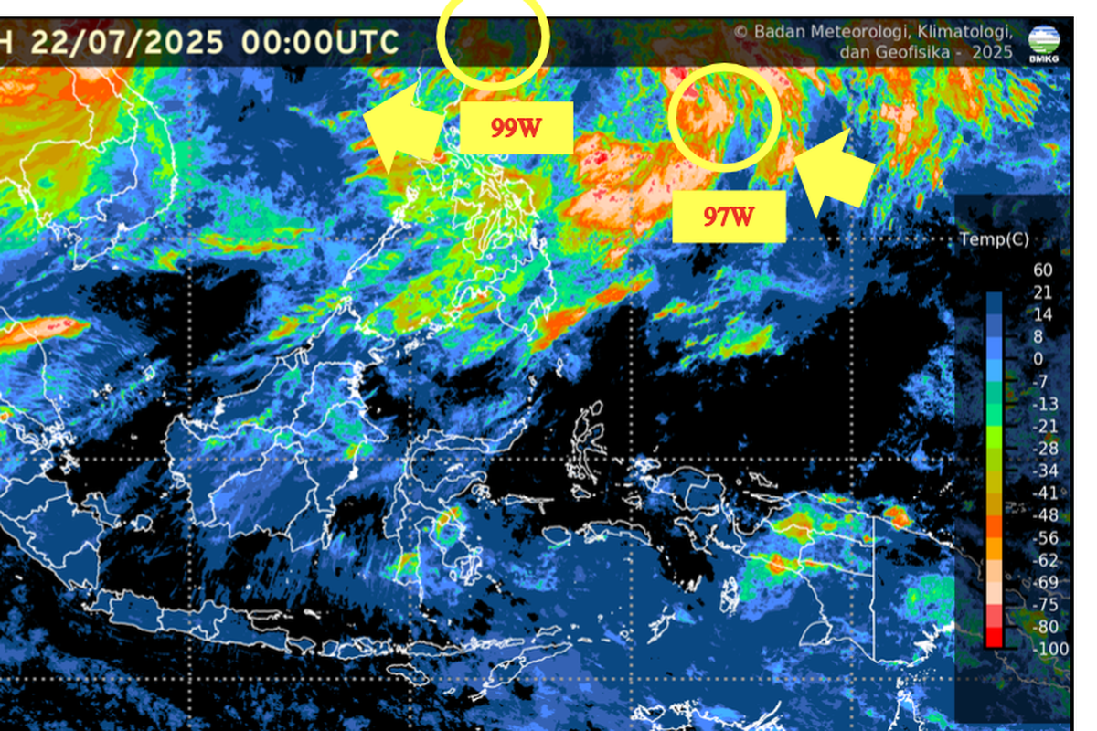 Bibit Siklon Tropis 97W dan 99W Terdeteksi di Indonesia, Ini Dampaknya di Sejumlah Wilayah