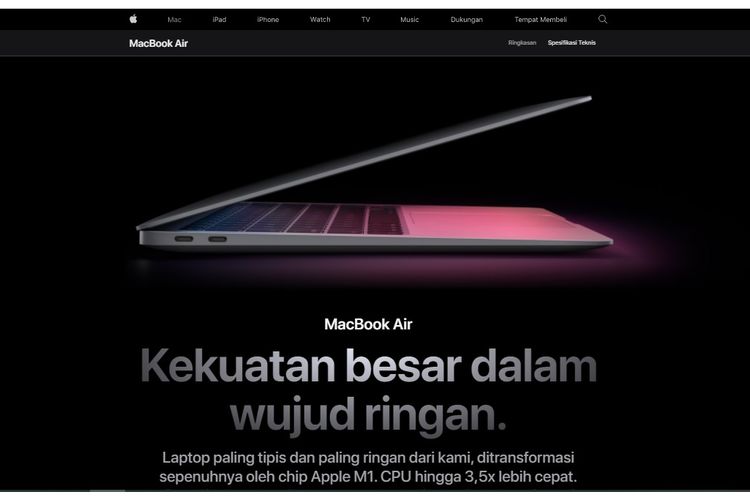 MacBook Air Apple M1 Sudah Mejeng di Situs Apple Indonesia