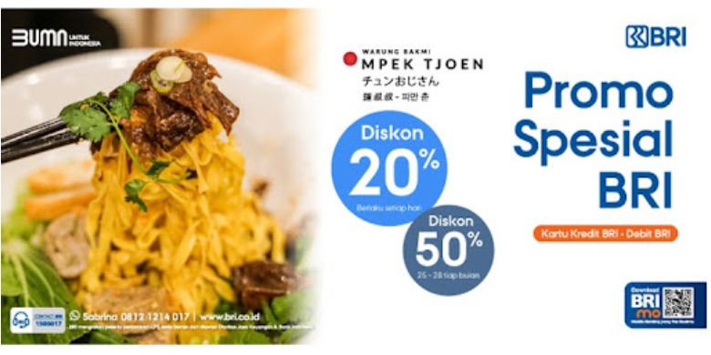 Promo Spesial BRI di Warung Bakmi Mpek Tjoen, Diskon hingga 50 persen