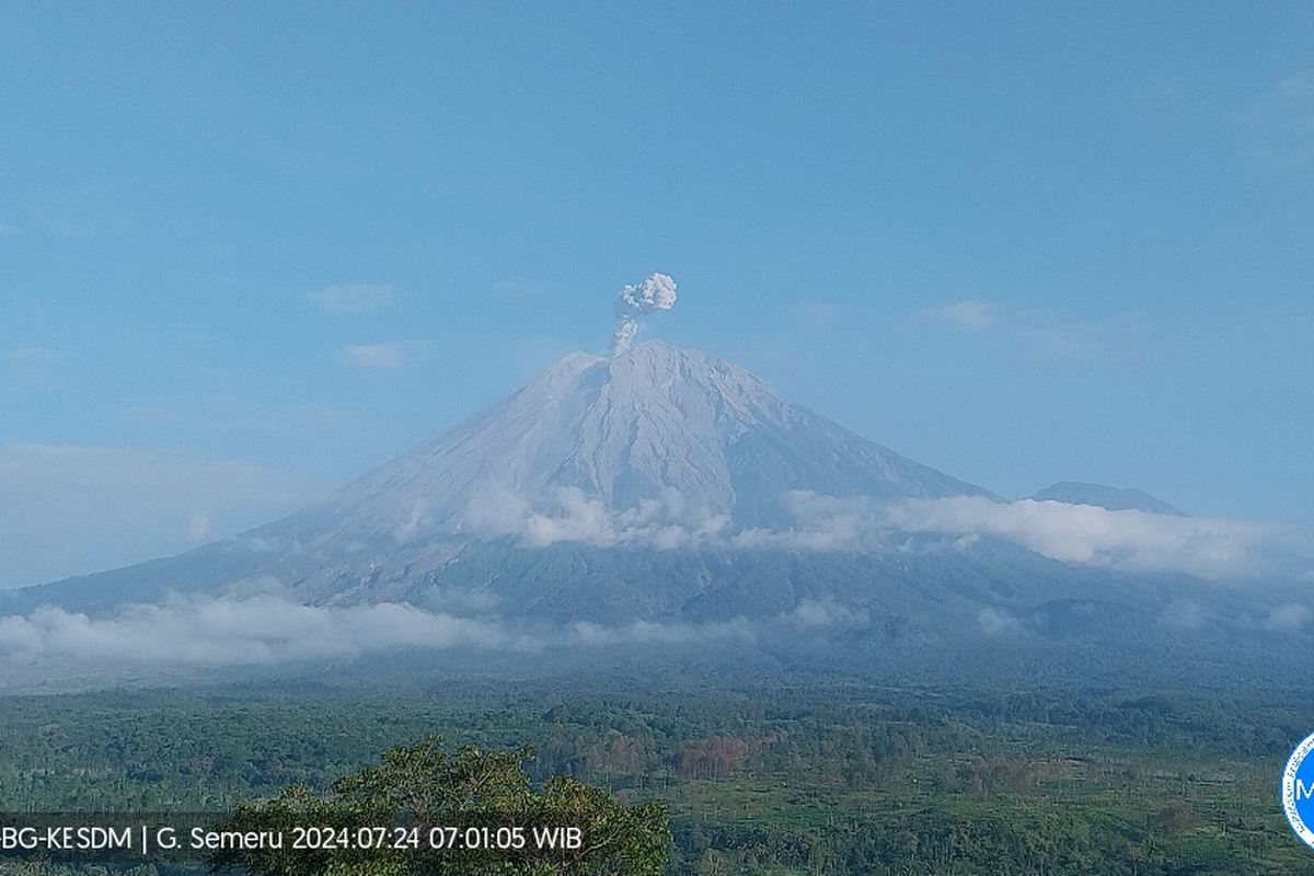 Gunung Semeru Alami 4 Kali Erupsi, Tinggi Asap Capai 800 Meter