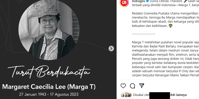 Biografi Marga T, Novelis Indonesia Era 70-an