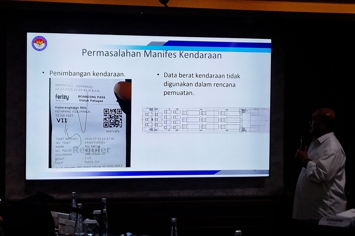 KNKT: KMP Tunu Pratama Jaya Bawa Muatan 3 Kali Lipat dari Batas Kemampuan