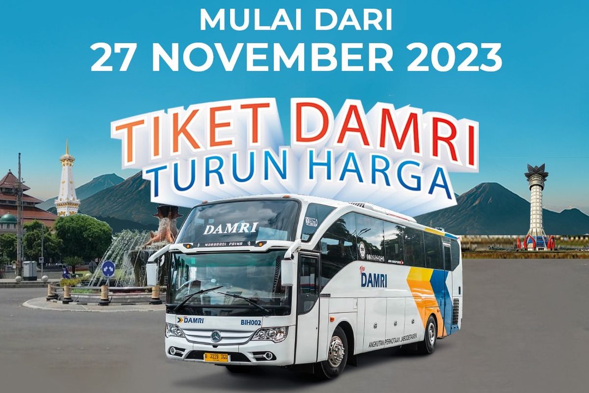 Daftar Rute Bus DAMRI yang Harga Tiketnya Turun Mulai 27 November 2023