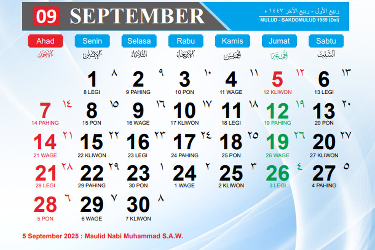 Daftar Hari Libur Bulan September 2025, Ada Long Weekend