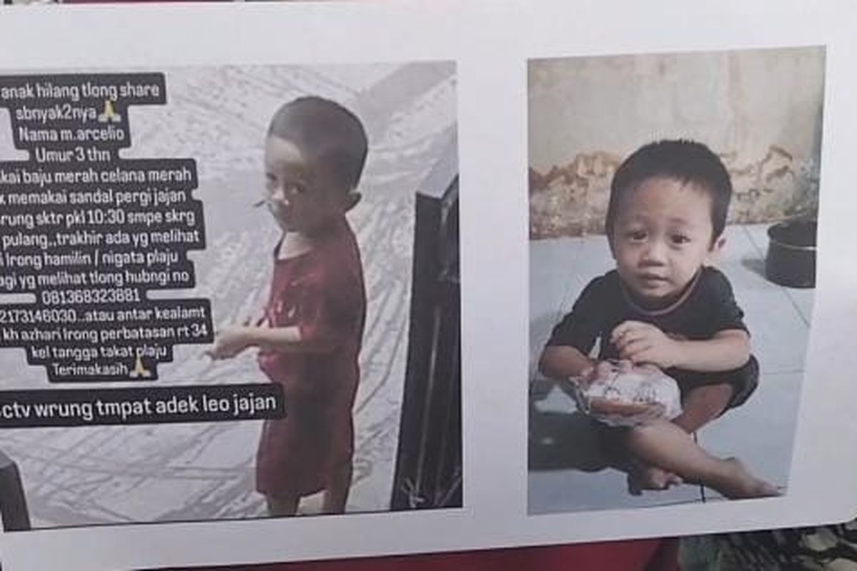 Bocah 3 Tahun Hilang Setelah Jajan, Ditemukan Tewas di Palembang