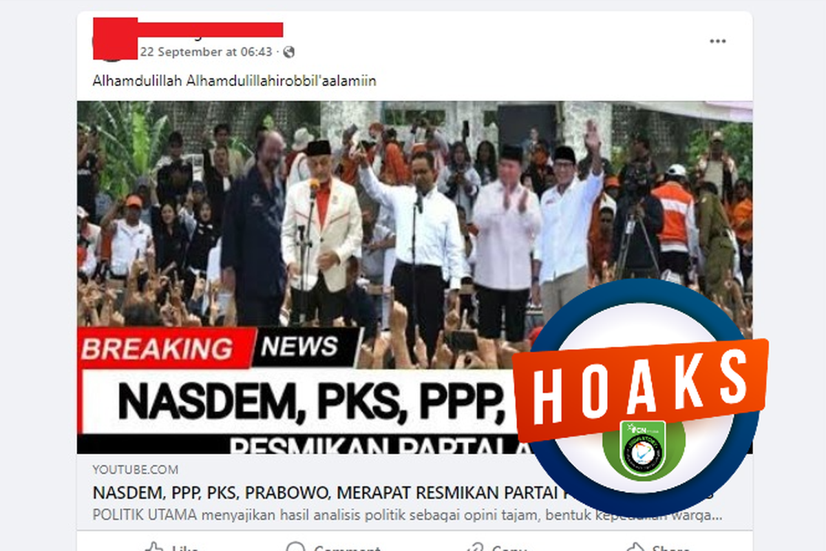 INFOGRAFIK: Hoaks Prabowo Resmikan Partai Perubahan Milik Anies Baswedan