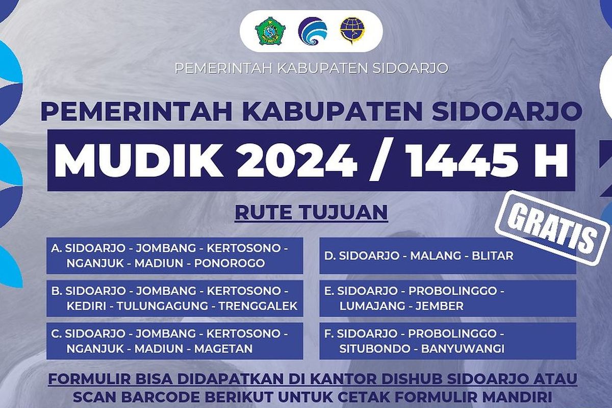 Pendaftaran Mudik Gratis Pemkab Sidoarjo 2024 : Cara Daftar, Jadwal Keberangkatan, dan Rute