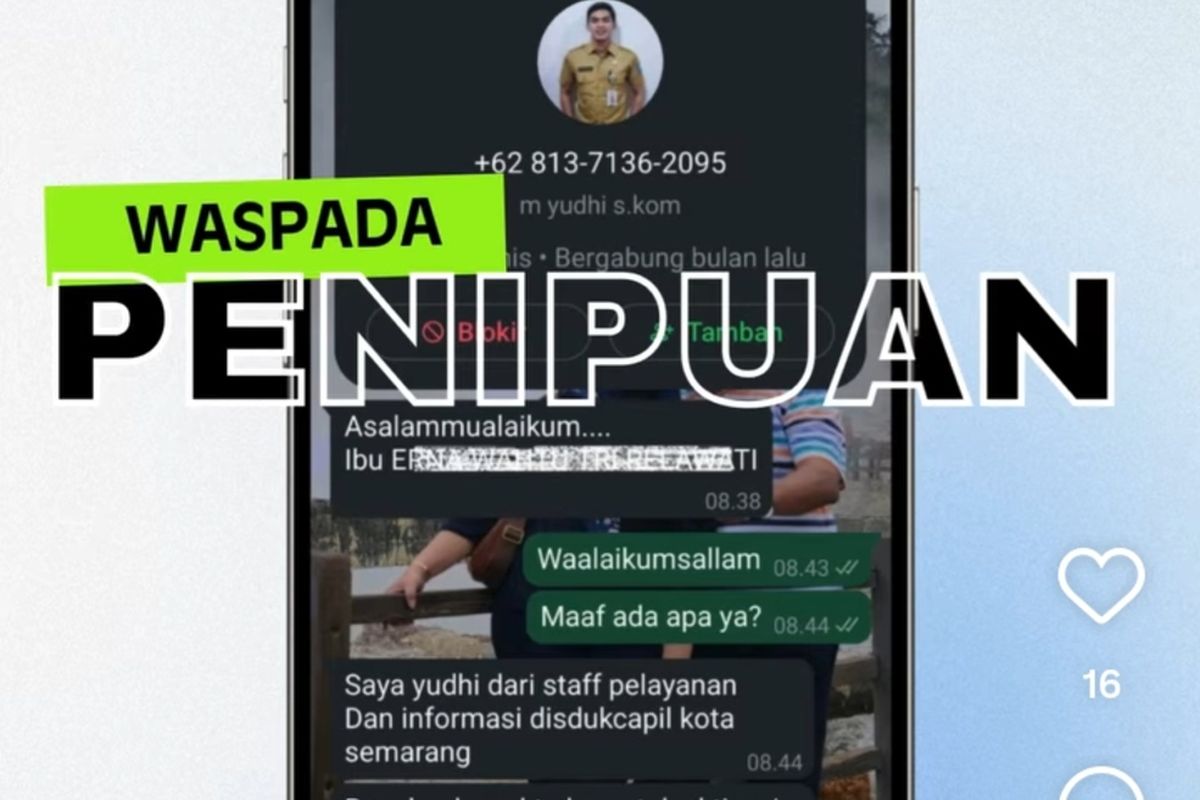 Waspada Penipuan WhatsApp Mengatasnamakan Disdukcapil Semarang soal Aktivasi IKD