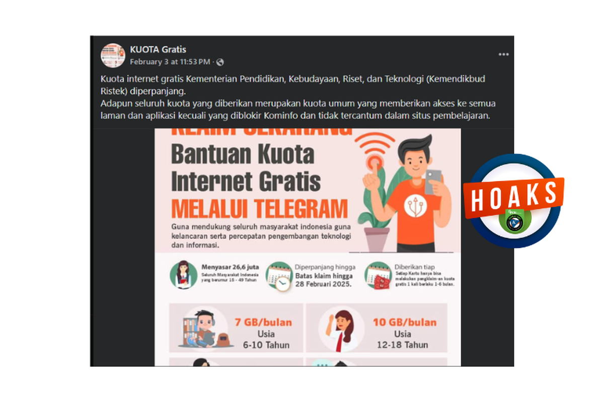 INFOGRAFIK: Hoaks Kuota Internet Gratis Mencatut Nama Kemendikbud Ristek