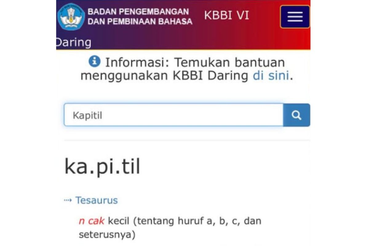 Penjelasan Badan Bahasa soal Kata Kapitil Masuk KBBI, Bagaimana Prosesnya?