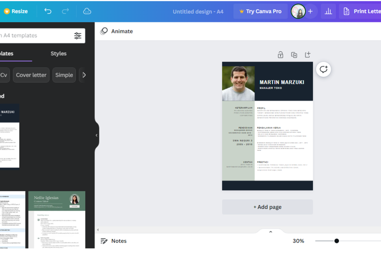 Cara Bikin CV Lamaran Kerja di Canva Gratis