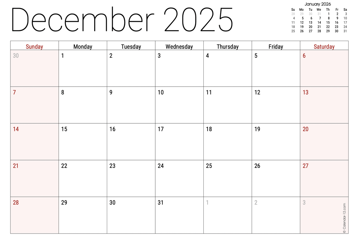 Kalender Desember 2026 Lengkap dengan Hari Libur Nasional dan Cuti Bersama