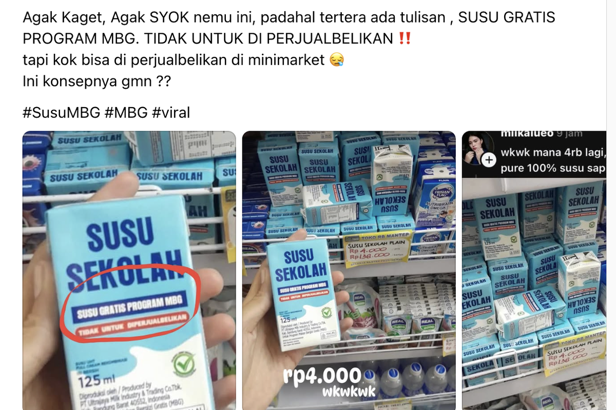 Ramai soal Susu Sekolah Program MBG Dijual di Minimarket Rp 4.000, Ini ...