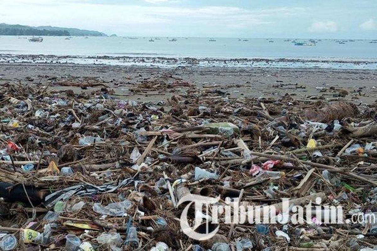 Banjir di Trenggalek Kirim Lautan Sampah ke Pantai Tulungagung, Pokdarwis Harapkan Bantuan
