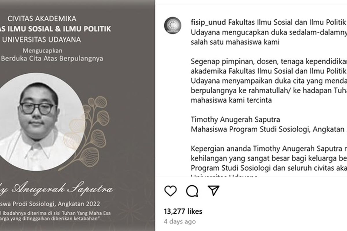 Kasus "Bullying" Timothy Mahasiswa Unud, Jangan Berlalu Tanpa Makna...