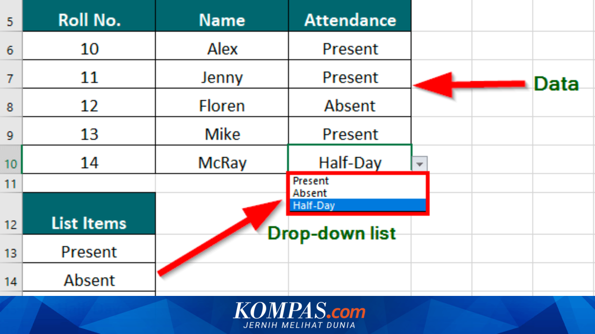 2 Cara Membuat Drop Down List atau Daftar Pilihan di Microsoft Excel