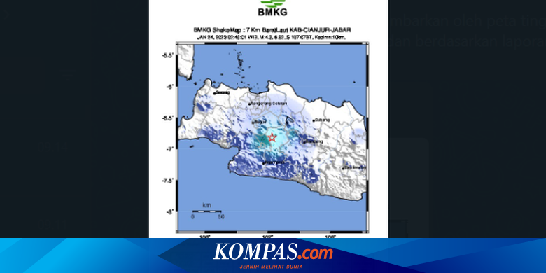 BMKG Sebut Gempa M 4,3 Selasa Dini Hari di Cianjur akibat Sesar Cugenang