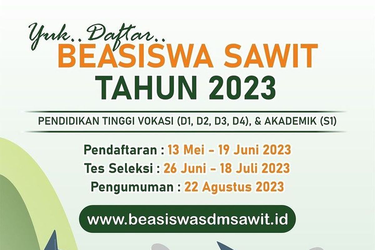 Beasiswa Sawit 2023, Kuliah Gratis bagi Lulusan SMA-SMK dan Diploma
