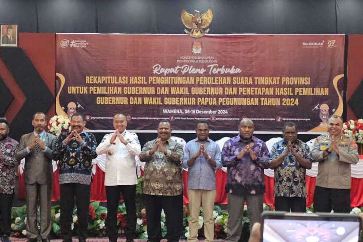 Usai Rekap Suara, Pj Gubernur Papua Pegunungan Ajak Cagub dan Cawagub Bergandengan Tangan