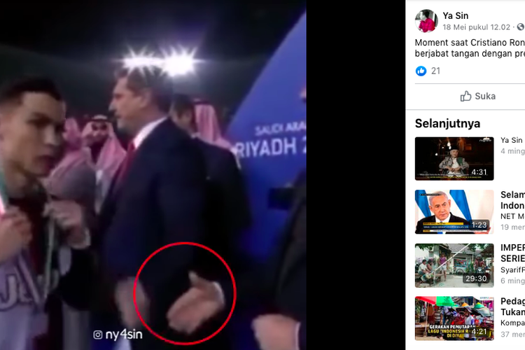 [HOAKS] Cristiano Ronaldo Menolak Bersalaman dengan Presiden Israel