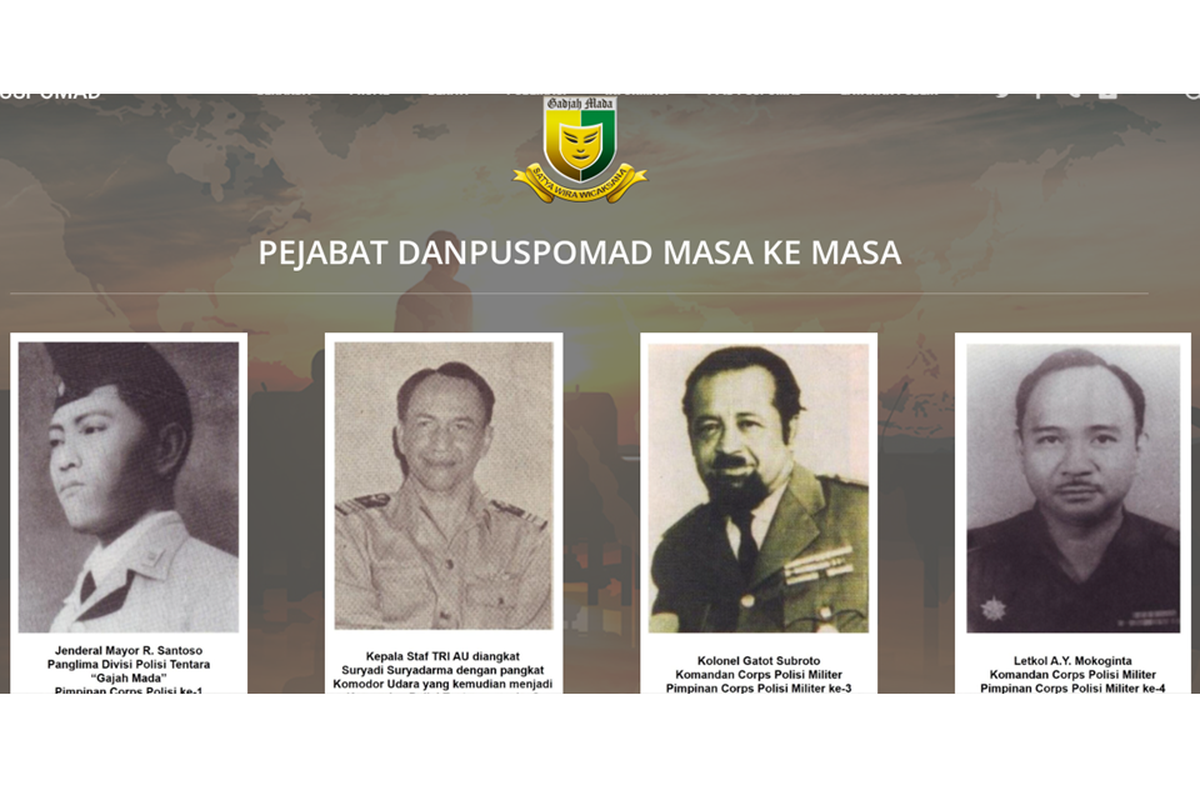 Daftar Komandan Pusat Polisi Militer Angkatan Darat dari Masa ke Masa