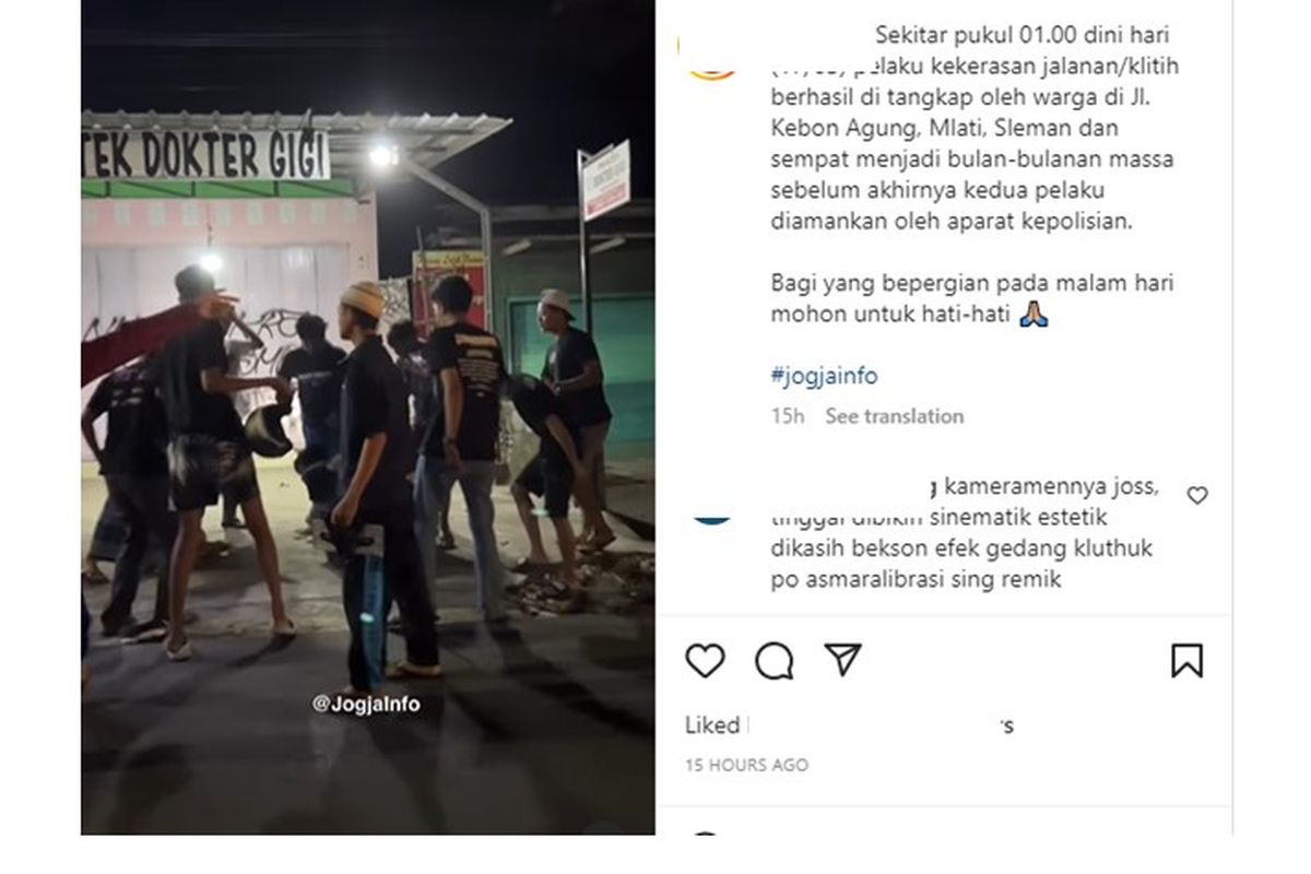 Viral, Video Warga Disebut Tangkap dan Hakimi Pelaku Klitih di Sleman