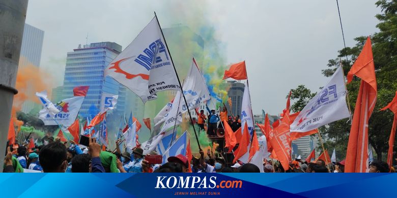 Partai Buruh Demo di Patung Kuda, Said Iqbal: Jangan Jadikan Resesi ...