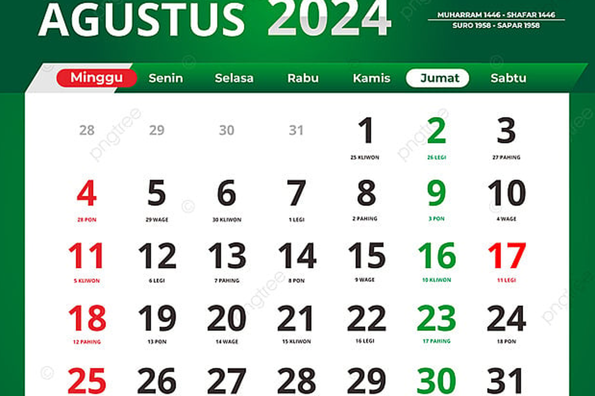 Daftar Hari Besar Nasional dan Internasional Agustus 2024