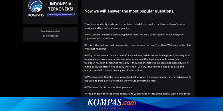 Hacker Brain Cipher Janji Hapus Data PDN Indonesia, tapi Ada Syaratnya