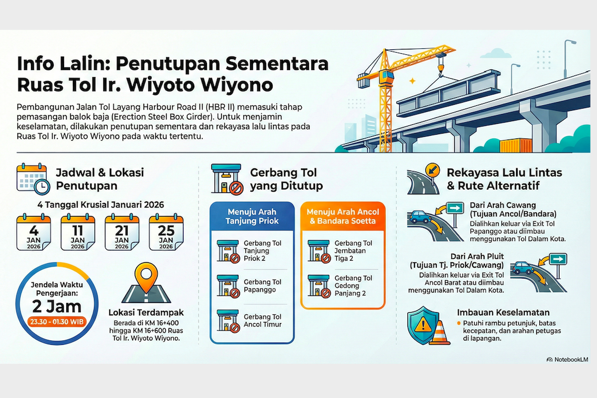 Panduan Jalur Alternatif Saat Tol Wiyoto Wiyono Ditutup Sementara