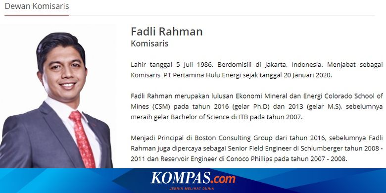 Fadli Rahman, Milenial 33 Tahun di Kursi Komisaris Subholding Pertamina