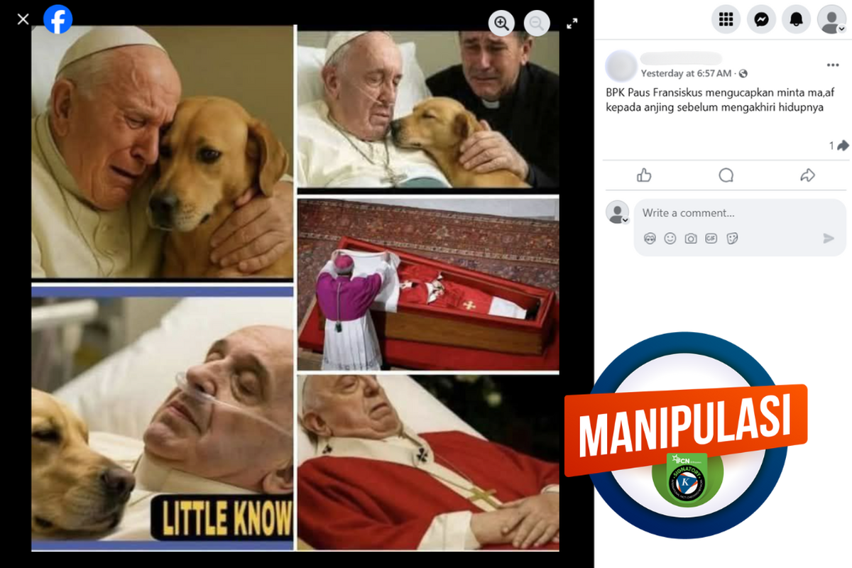 INFOGRAFIK: Paus Fransiskus Berpisah dengan Anjing Peliharaannya adalah Konten AI Generatif