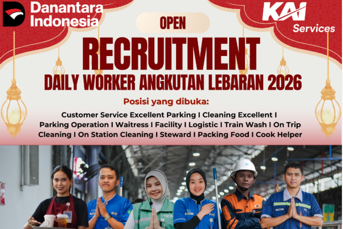 KAI Services Buka 14 Lowongan Kerja Daily Worker Angkutan Lebaran 2026